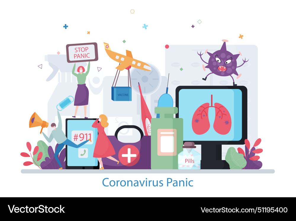 Coronavirus panic concept modern flat design Vector Image