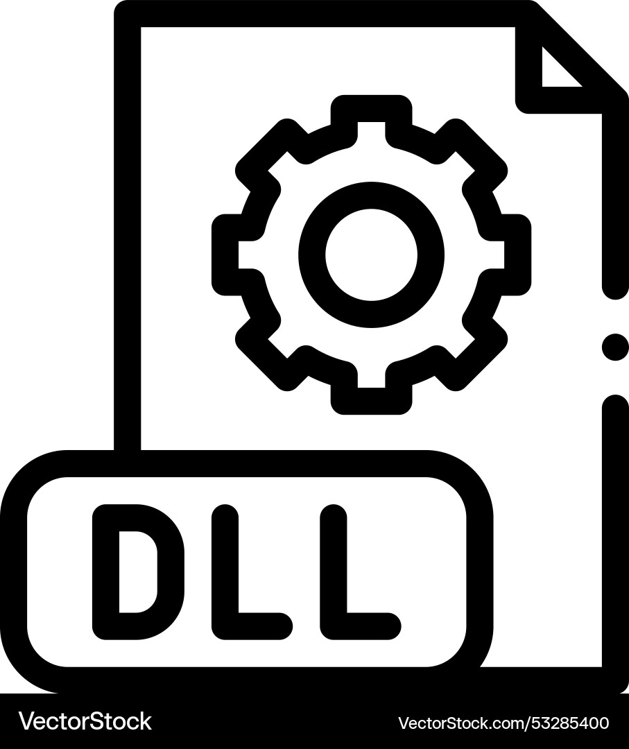 Dll icon thin linear style design isolated Vector Image