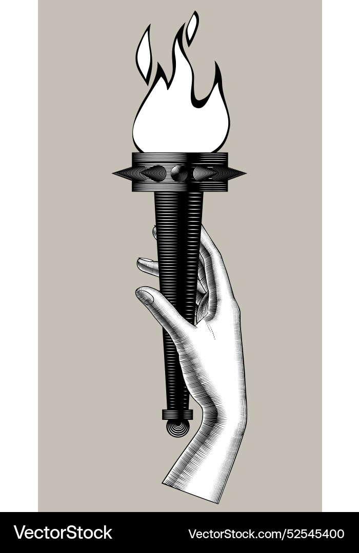 Female hand holding a burning torch Royalty Free Vector