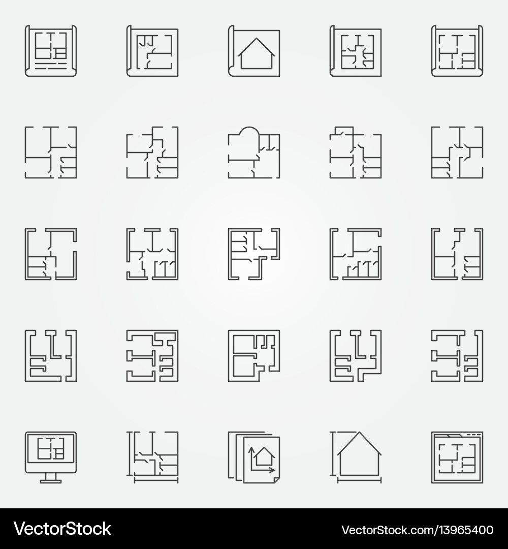 House plans icon set Royalty Free Vector Image