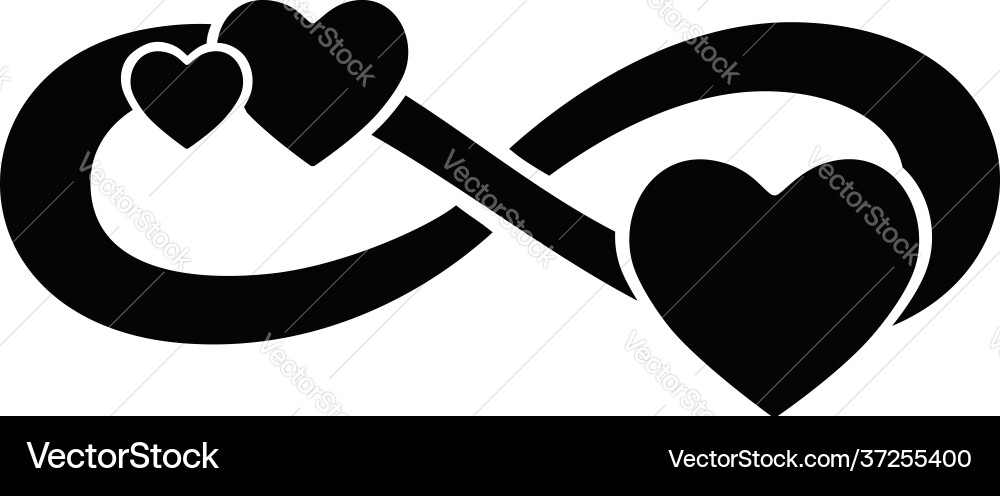 Infinity sign with three hearts - silhouette Vector Image