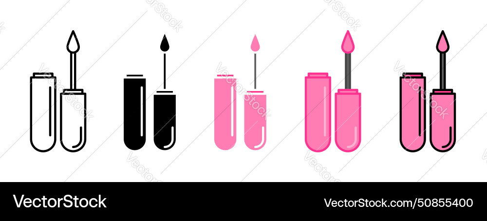 Lip gloss icon set woman makeup cosmetics Vector Image