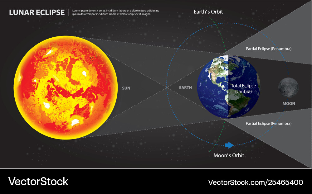 Lunar eclipses sun earth and moon Royalty Free Vector Image