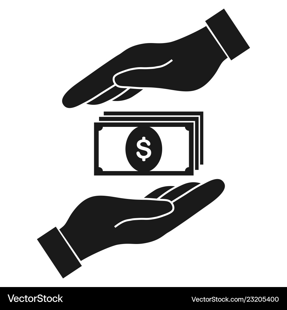 Money in hand protect icon on white background Vector Image