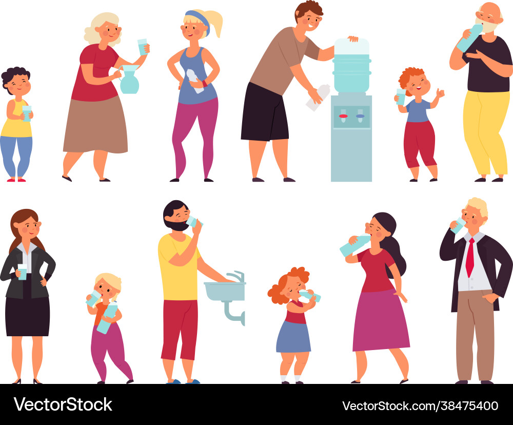 People drinking water teens drink healthy Vector Image