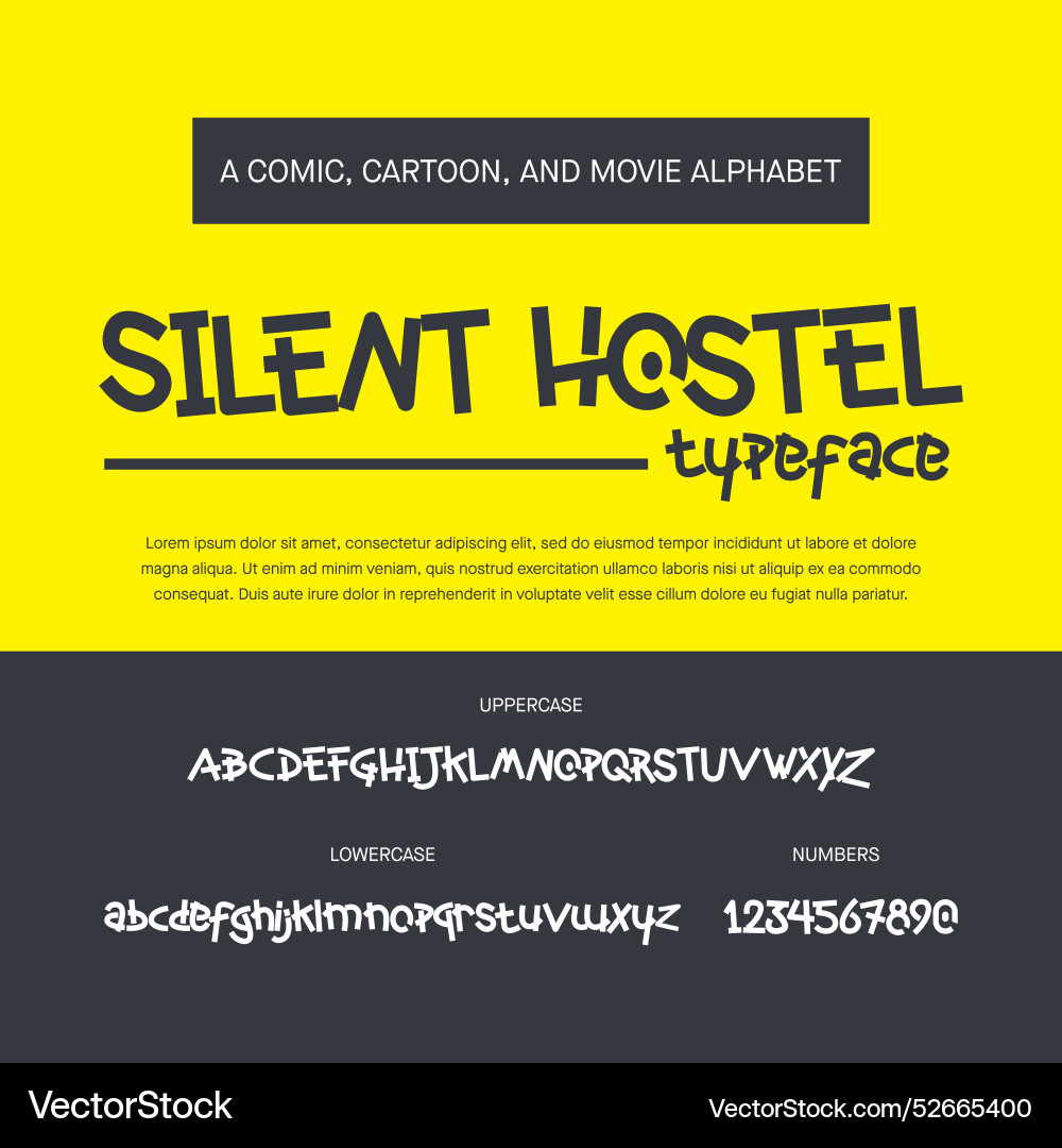 Silent hostel font alphabet Royalty Free Vector Image