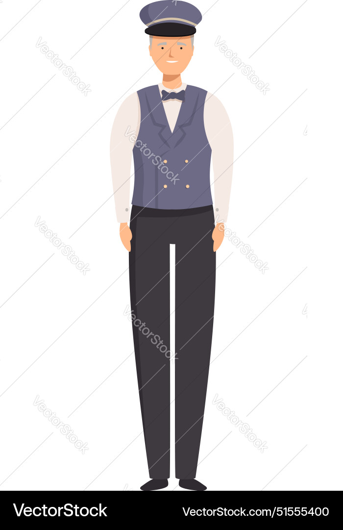 Smiling hotel porter standing wearing uniform Vector Image
