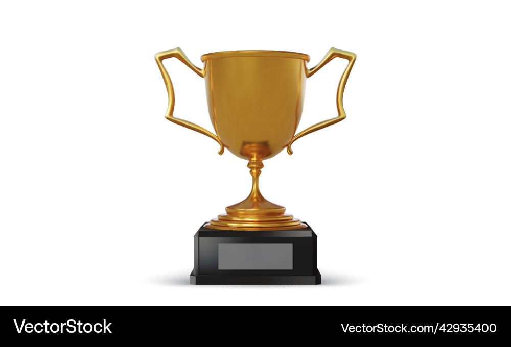 Winner gold cup with reflection and shadow Vector Image