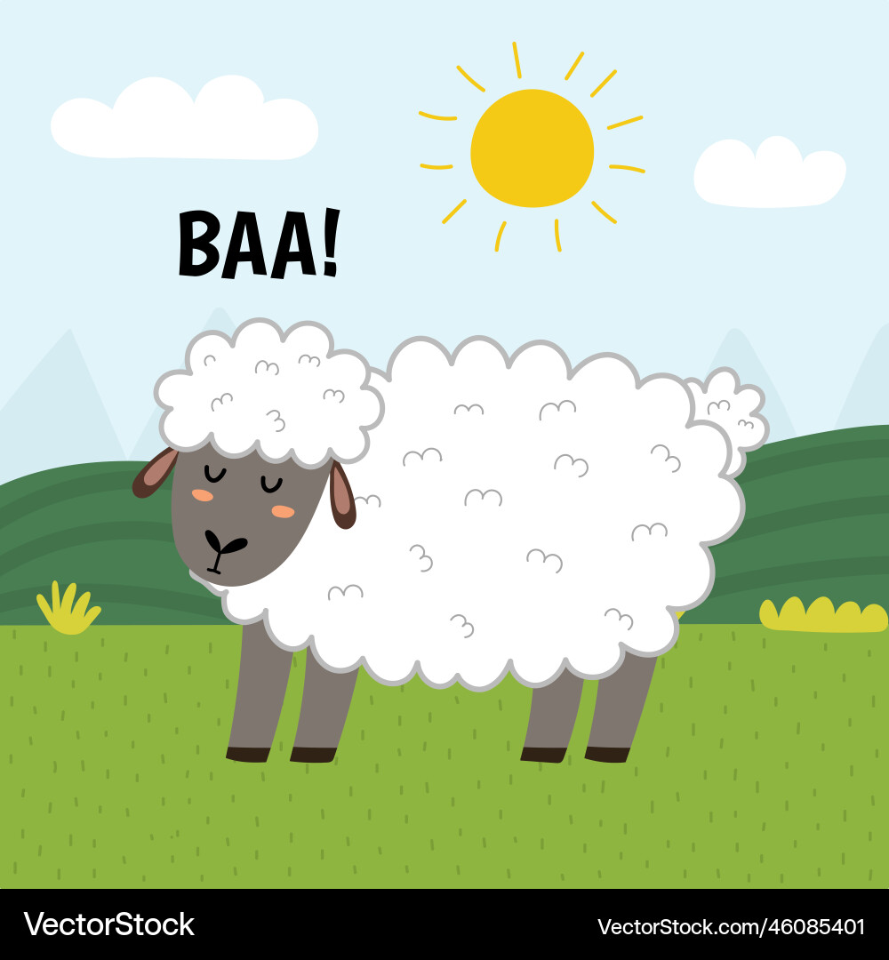 A sheep saying baa print cute farm character Vector Image