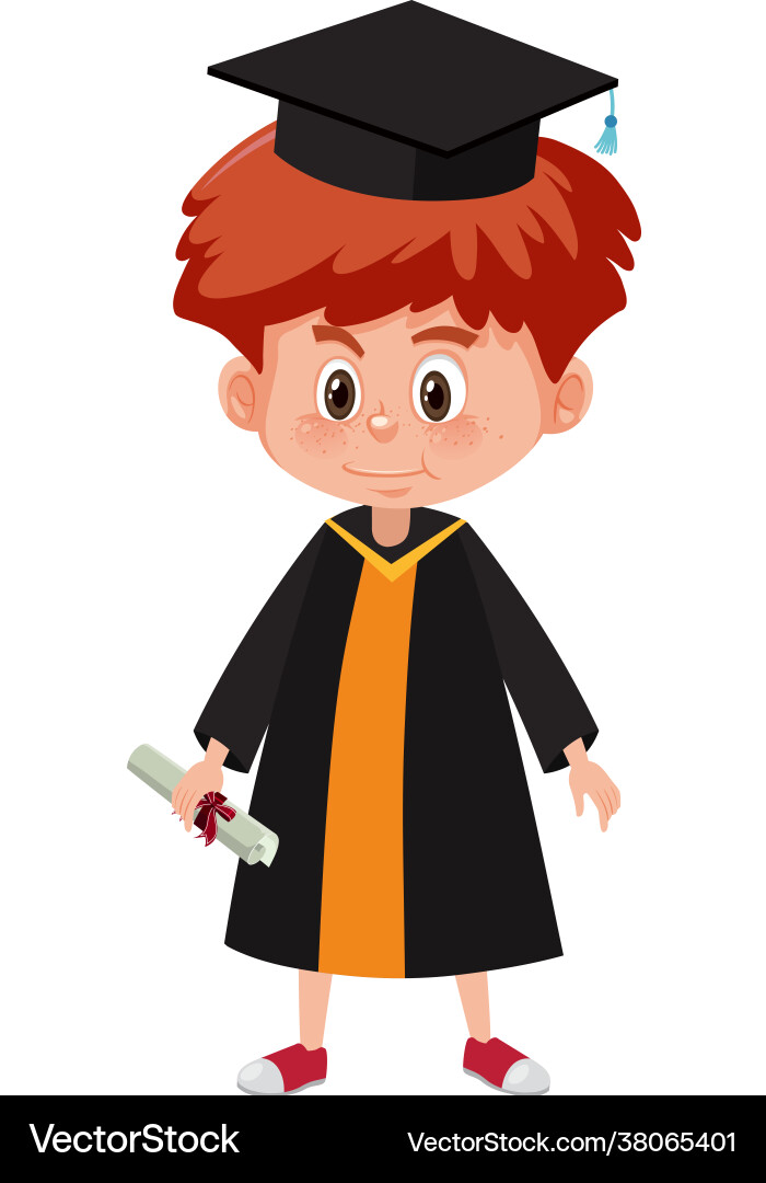 Cartoon character a boy wearing graduation Vector Image
