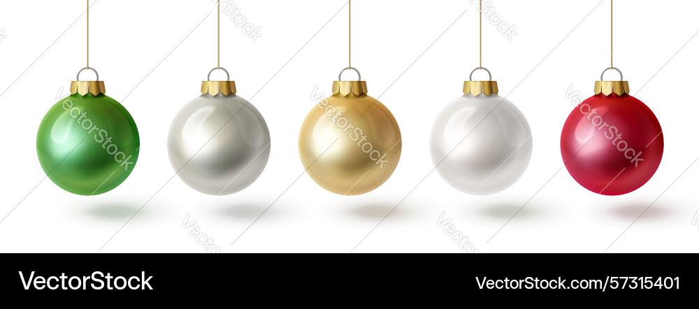 Christmas tree bauble set in 3d realistic glass Vector Image
