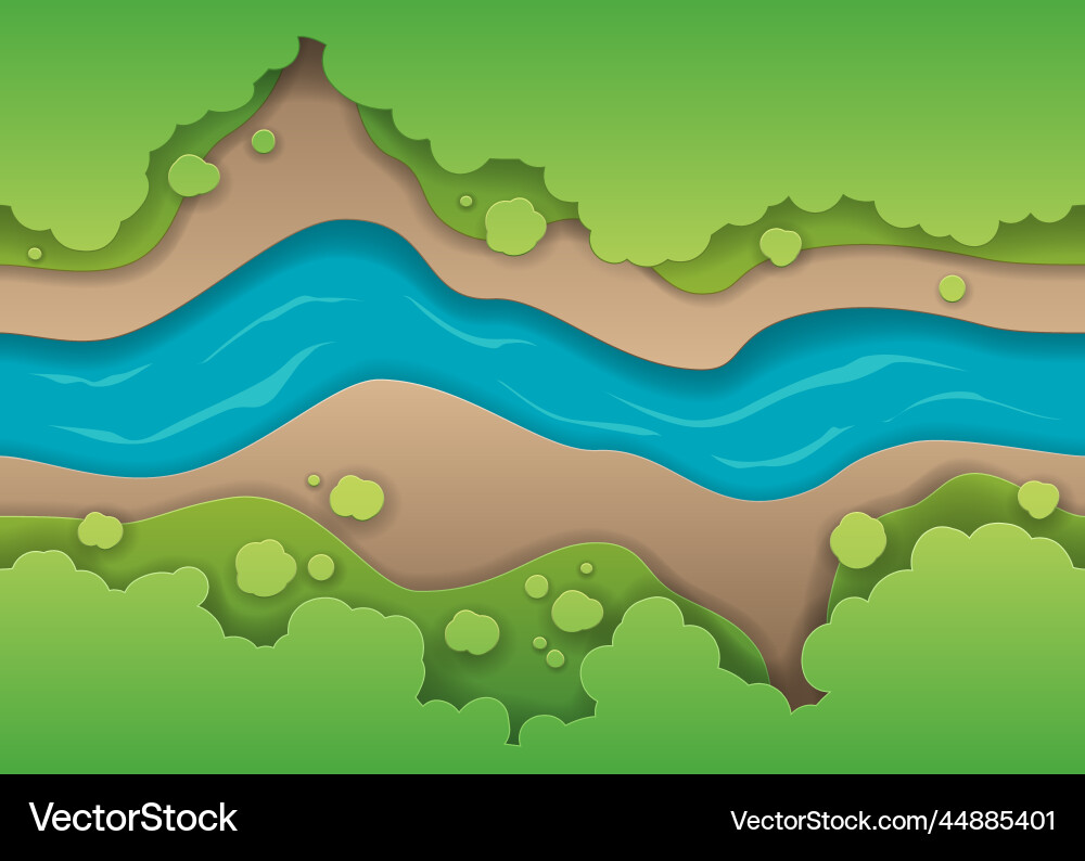 Concept of paper river with shadows Royalty Free Vector