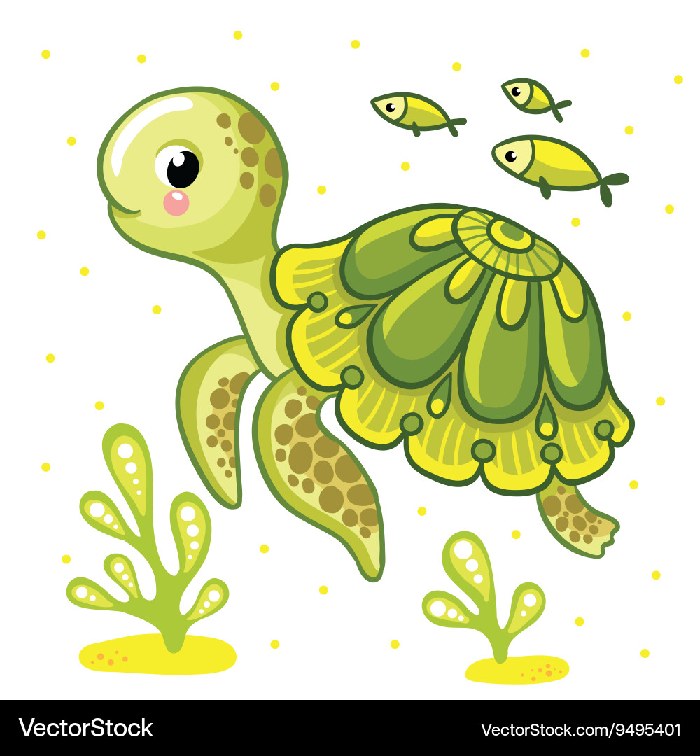 Cute cartoon turtle isolated Royalty Free Vector Image