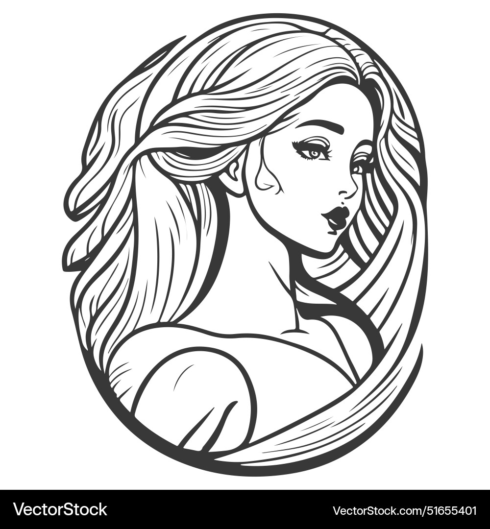Elegant Angel Portrait - Grey Sketch Royalty Free Vector