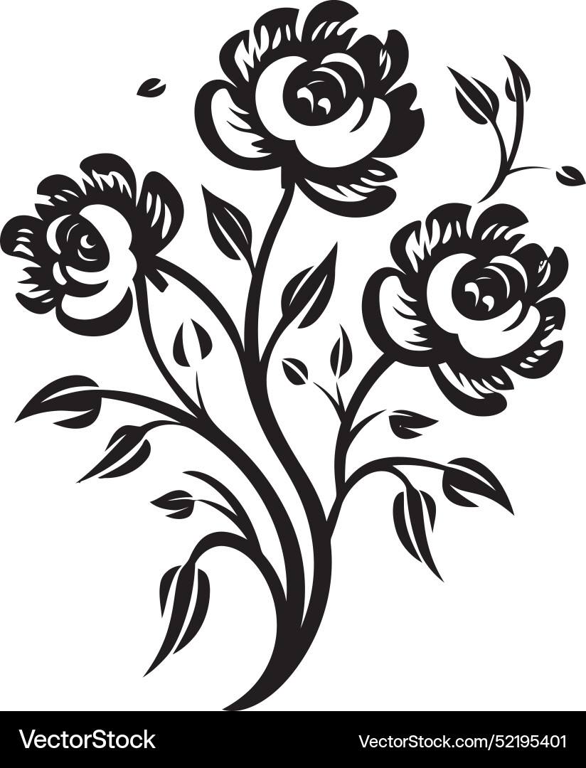 Floral flourish bloom beyond canvas Royalty Free Vector