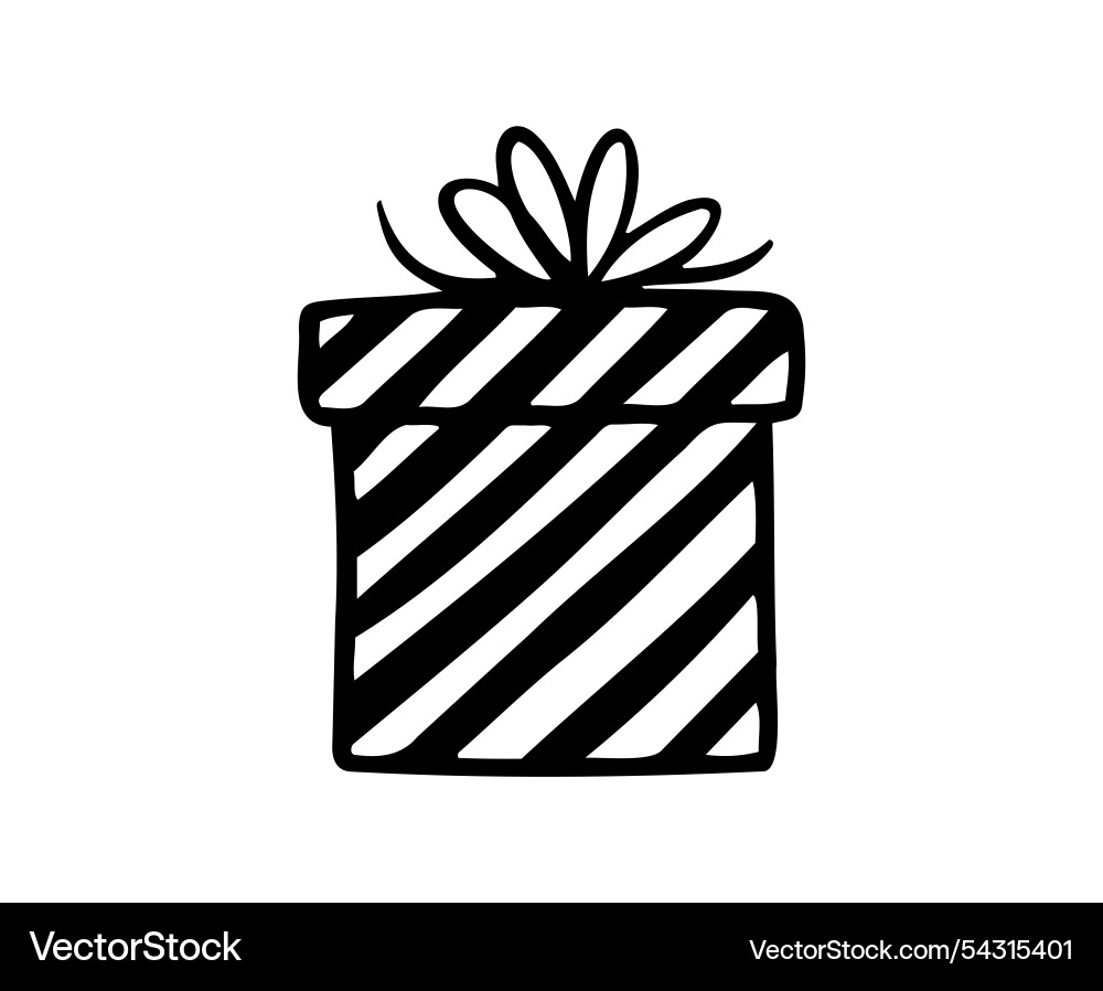 Hand drawn gift box isolated doodle outline Vector Image