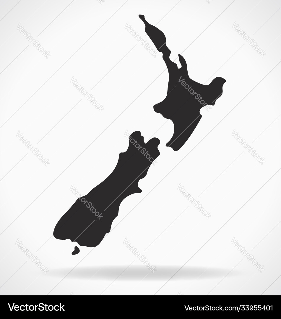New zealand map shape simplified silhouette Vector Image