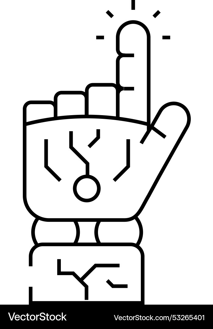 Press click robot hand gesture line icon Vector Image