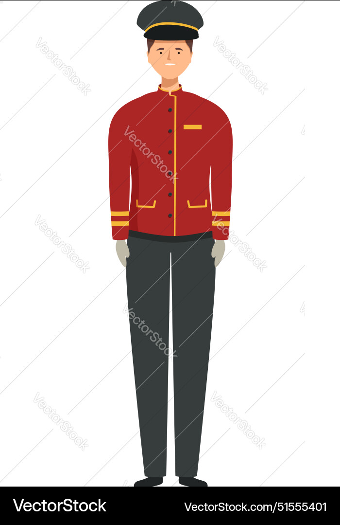 Smiling hotel porter wearing uniform standing Vector Image