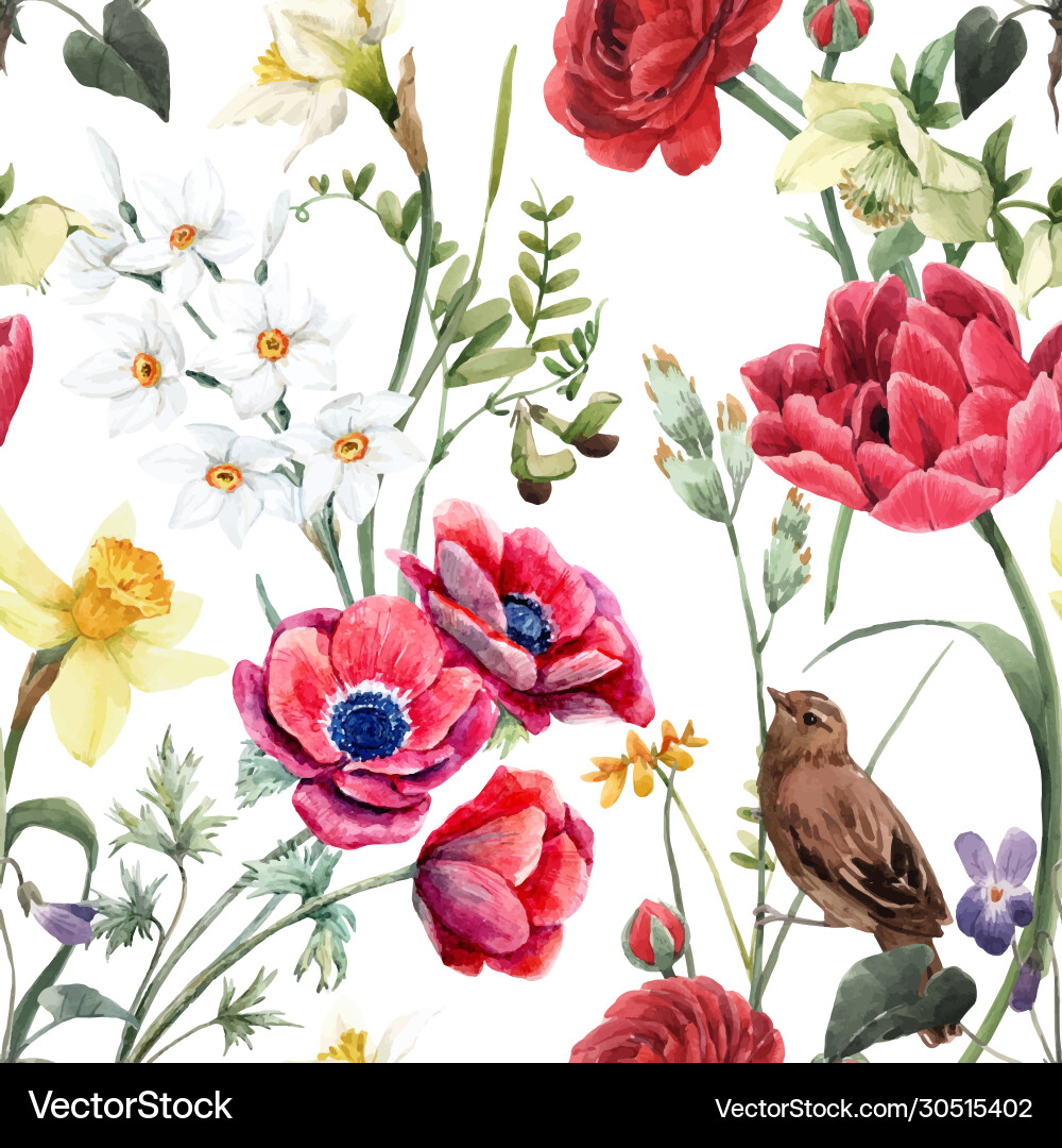 Beautiful floral summer seamless pattern Vector Image