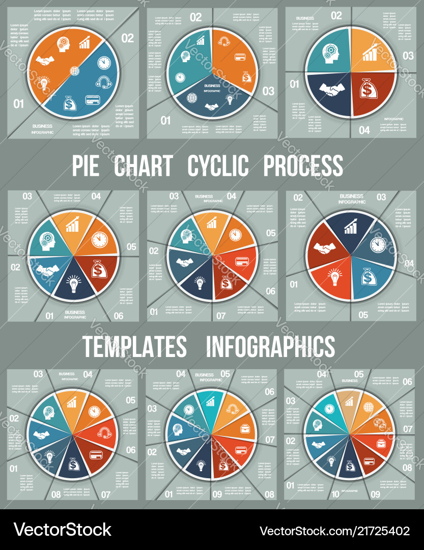 Colorful pie chart for cyclic process templates Vector Image