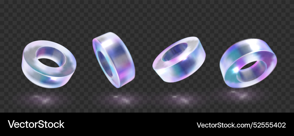 Crystal glass holographic ring in different angle Vector Image
