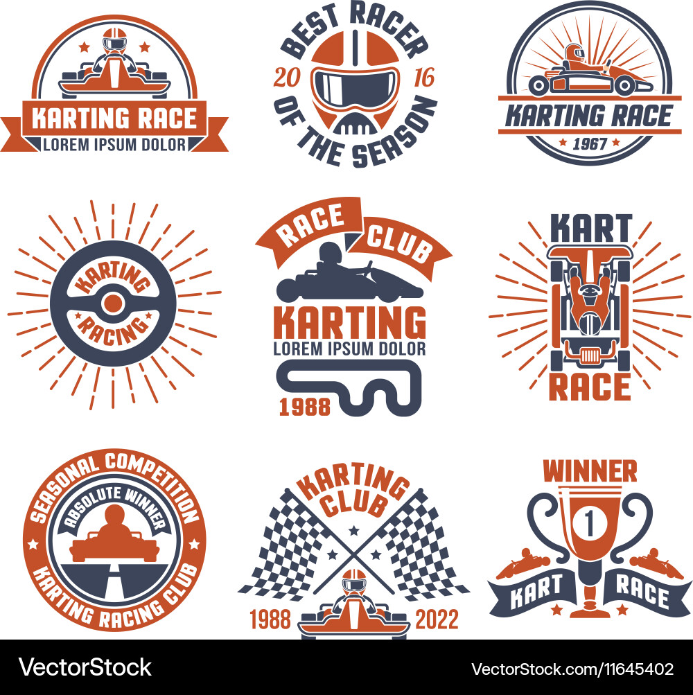 Karting Race Logo Set Royalty Free Vector Image