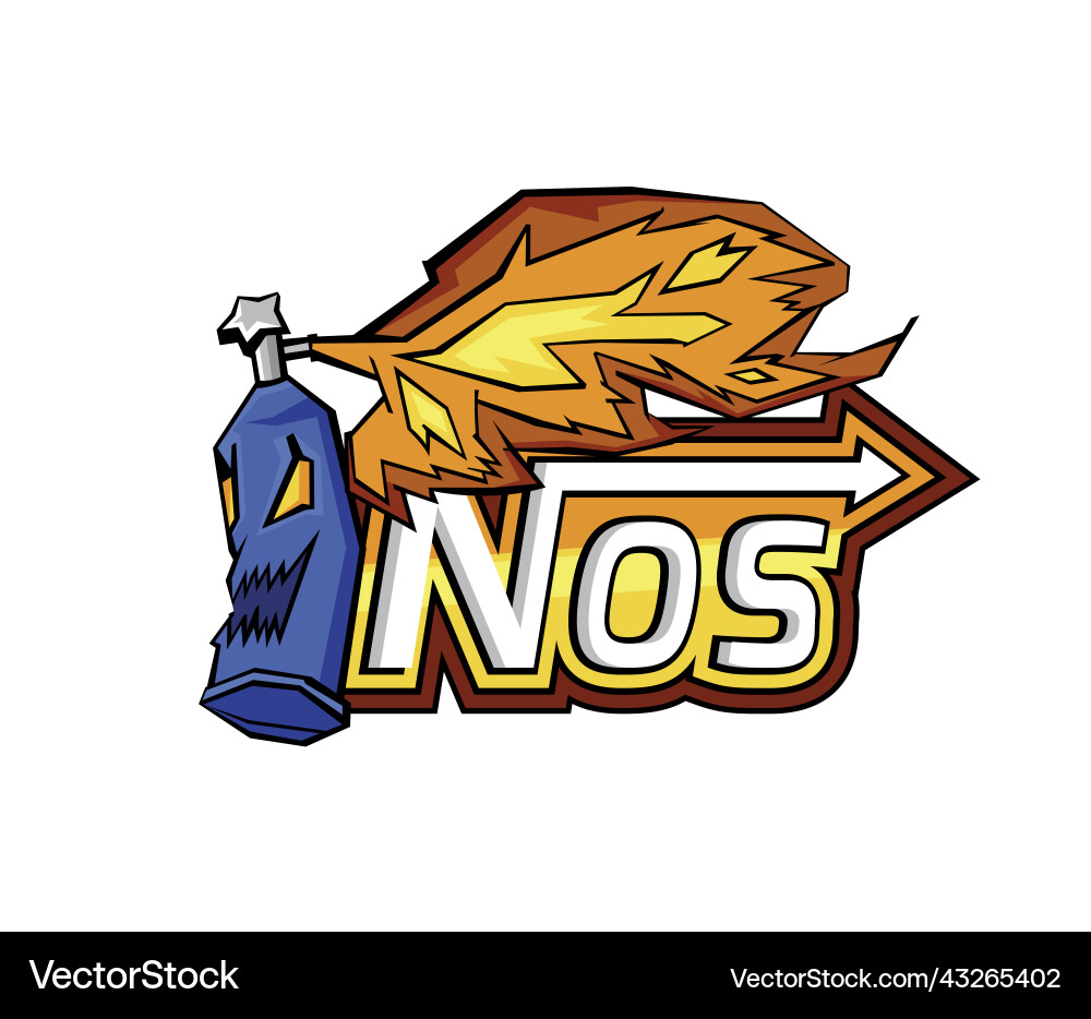 Nitrous oxide system no2 bottle cartoon Royalty Free Vector