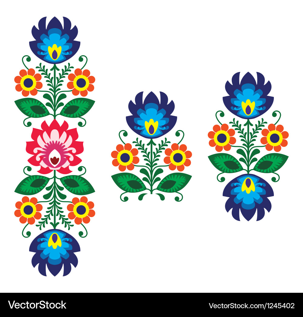 Polish Floral Embroidery Patterns Royalty Free Vector Image