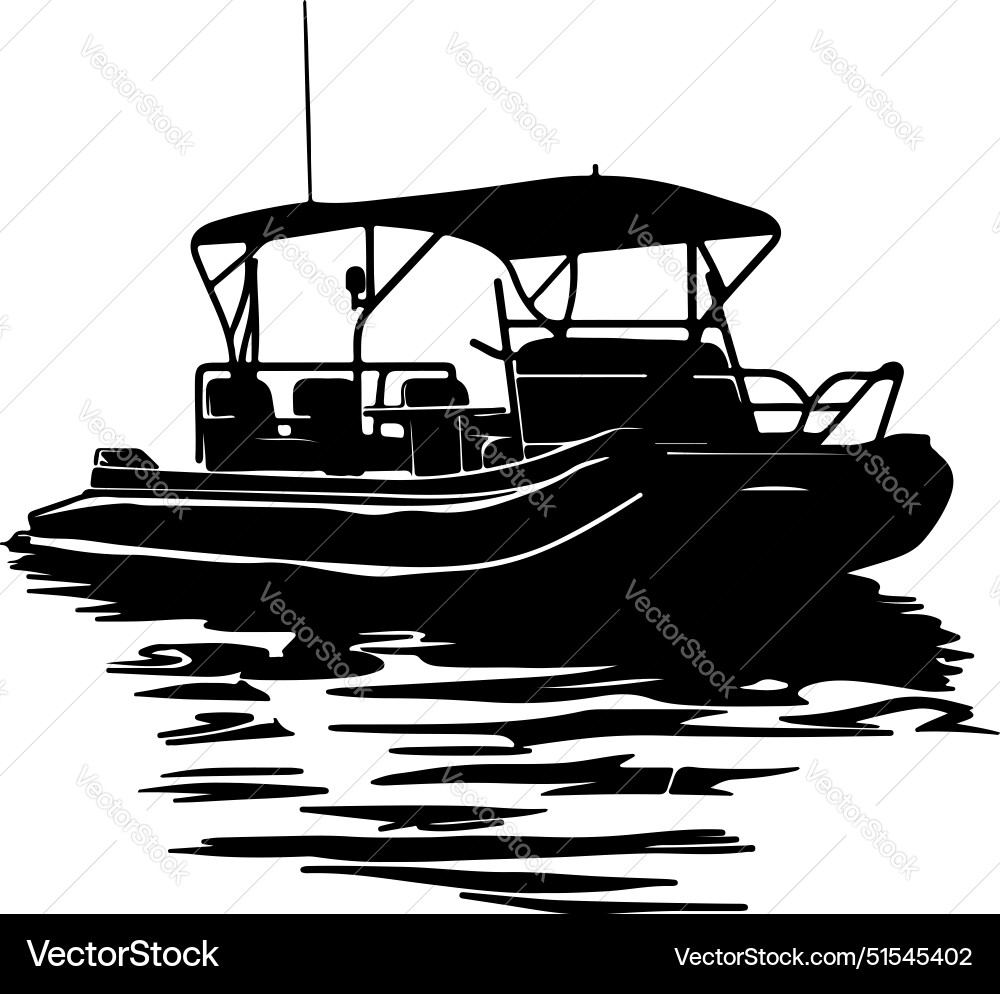 Pontoon boat silhouette Royalty Free Vector Image
