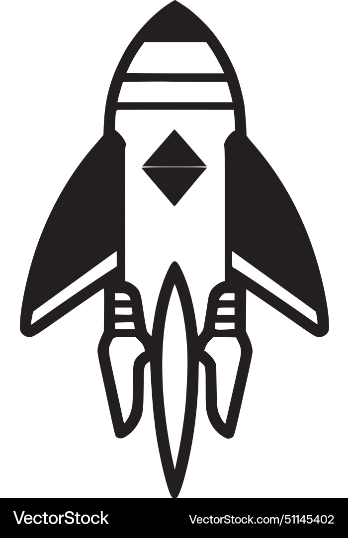Rocket - black and white isolated icon Royalty Free Vector