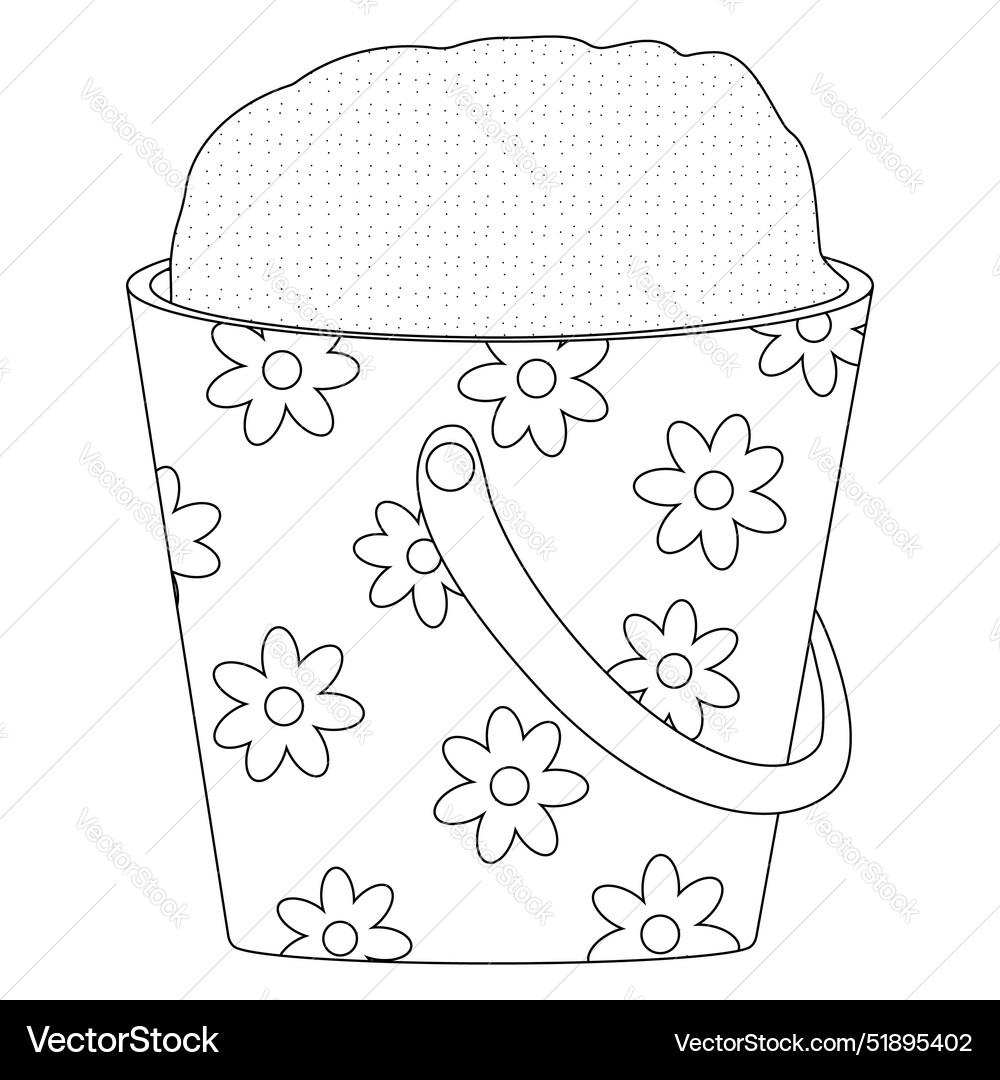 Sand pail coloring page for kids Royalty Free Vector Image