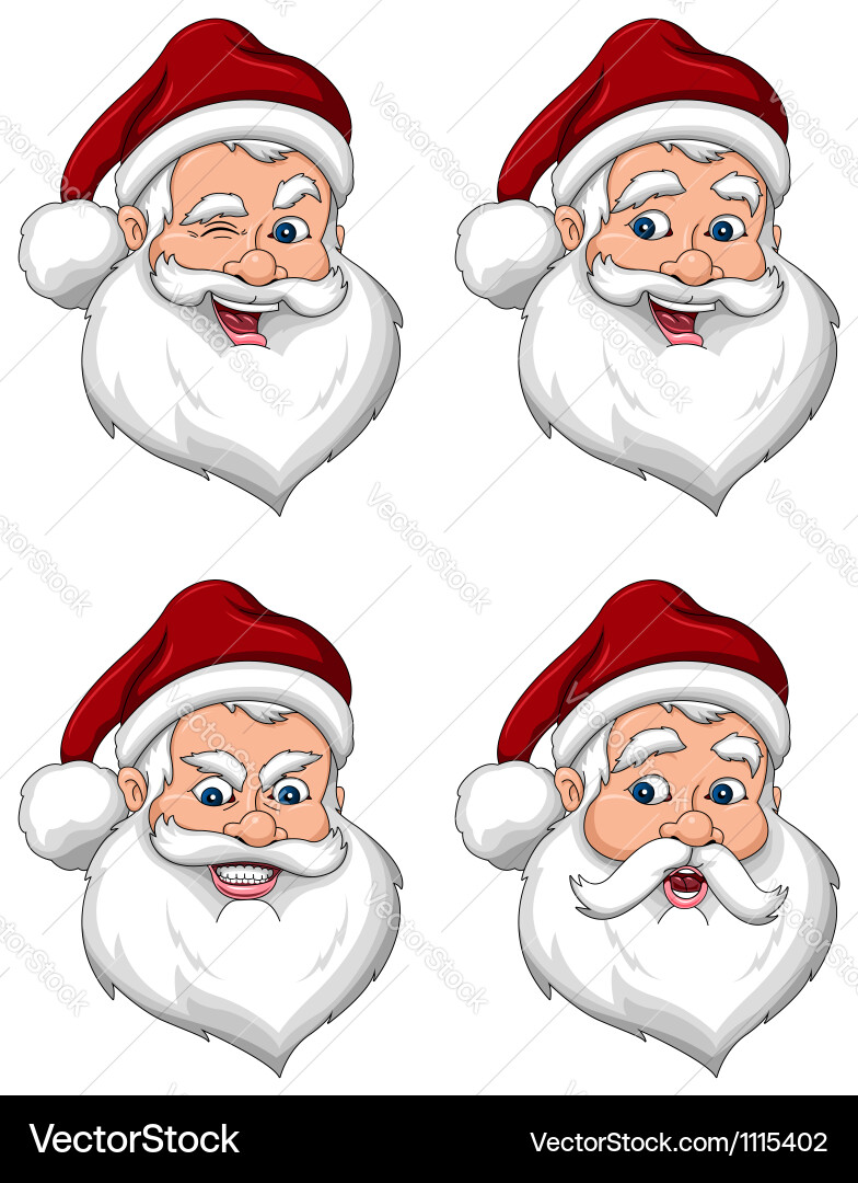 Santa claus various expressions face side view Vector Image