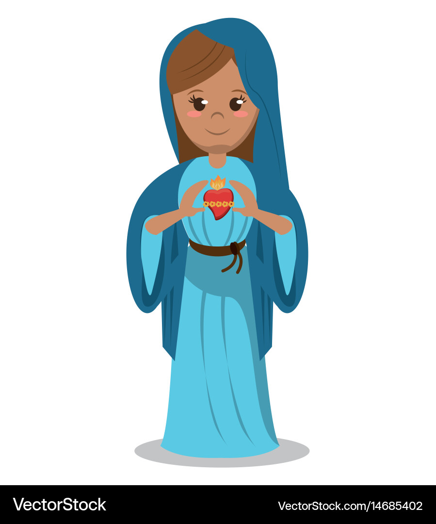 Virgin mary sacred heart devotional image Vector Image