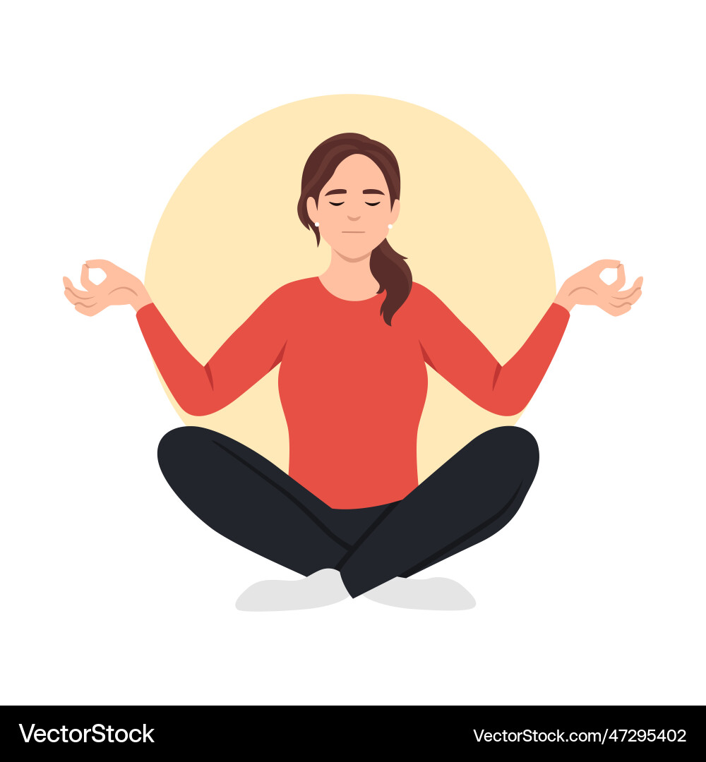 Woman practicing mindfulness meditation she Vector Image