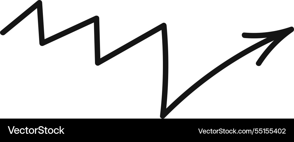 Zigzag scribble arrow black doodle Royalty Free Vector Image