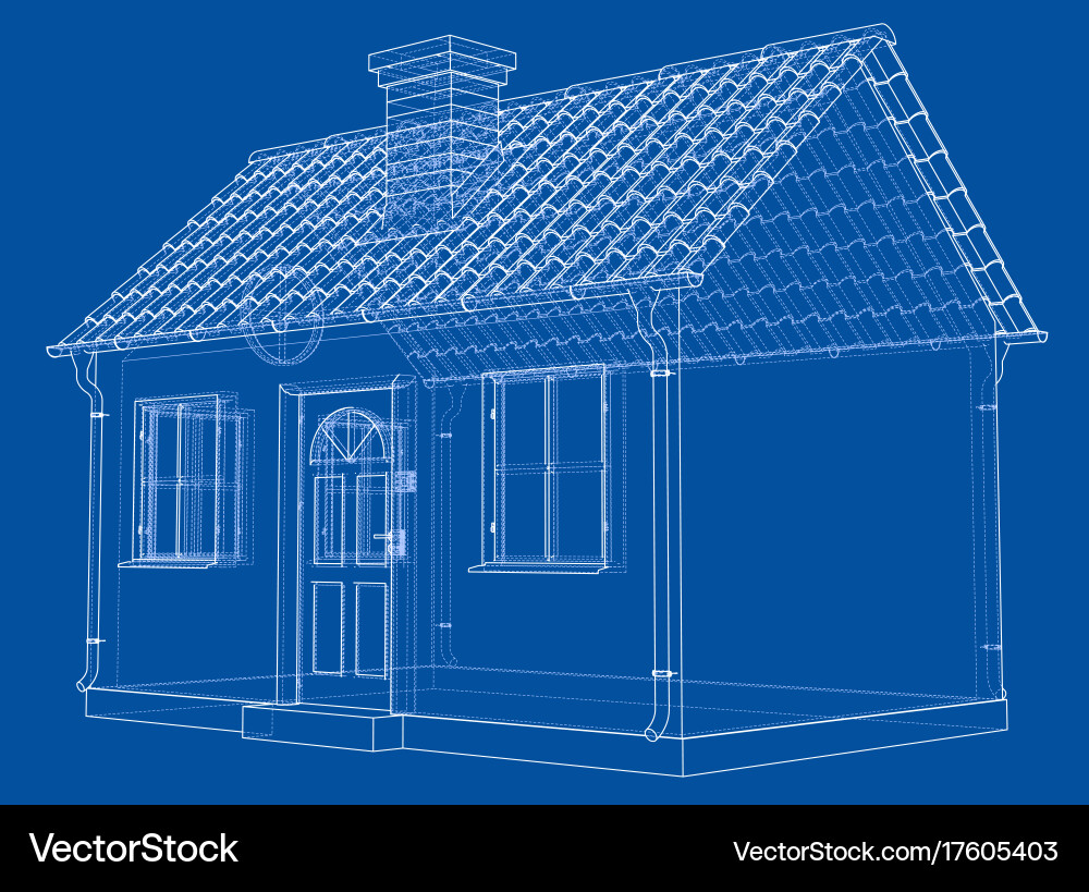 A small house with shingles roof Royalty Free Vector Image