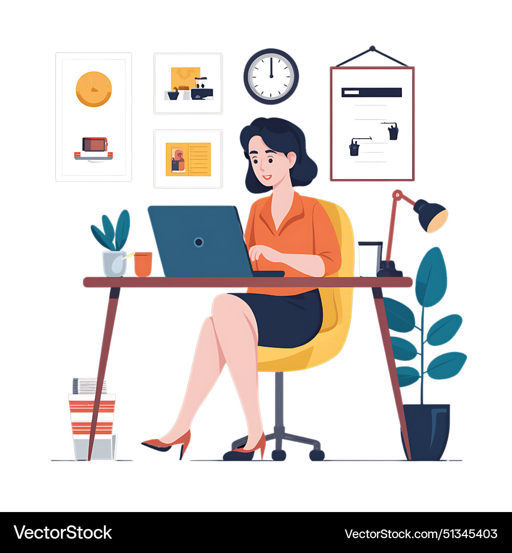 A woman work in office Royalty Free Vector Image