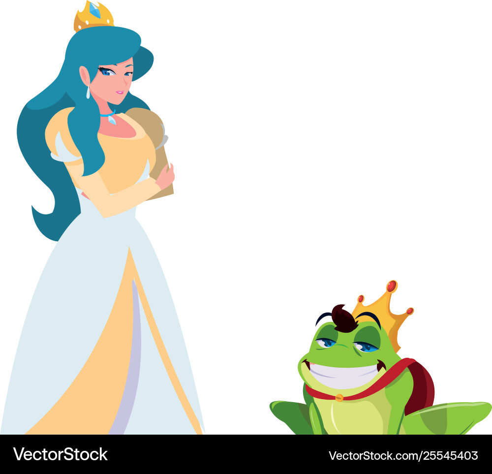 Beautiful princess and toad prince tales Vector Image