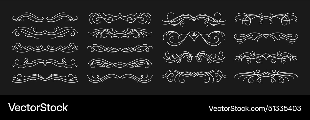 Classic line separators calligraph dividers set Vector Image