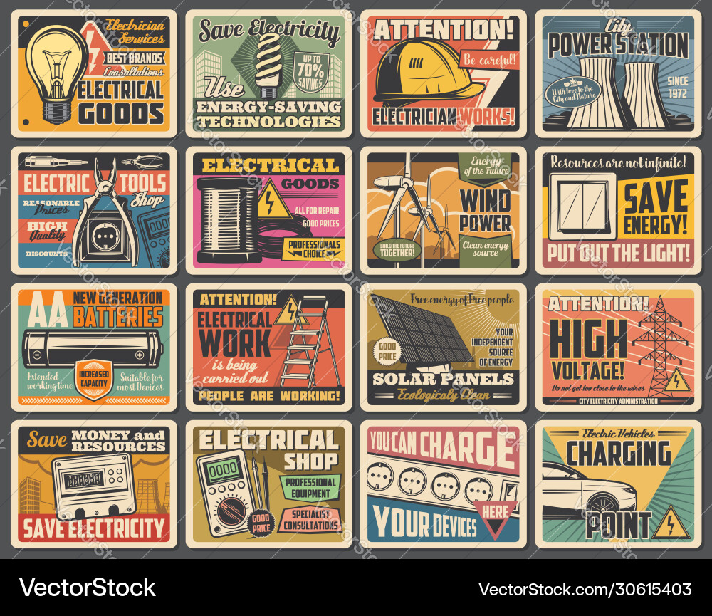 Electricity energy and power industry Royalty Free Vector