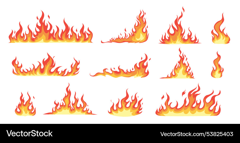 Fire borders flames symbol blazing dividers Vector Image