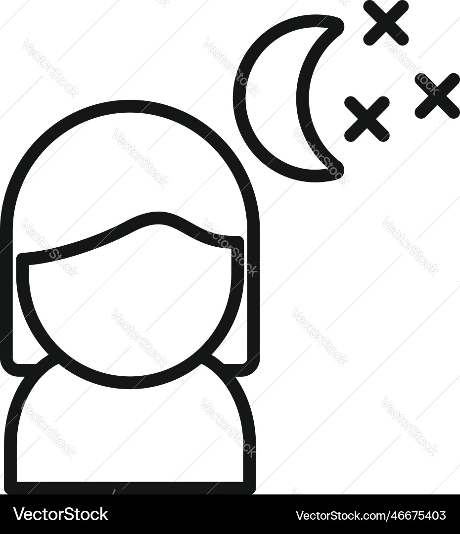 Girl sleeping icon outline sleep problem Vector Image