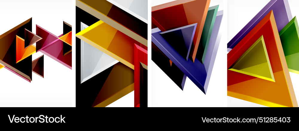 Glossy triangles geometric poster set Royalty Free Vector
