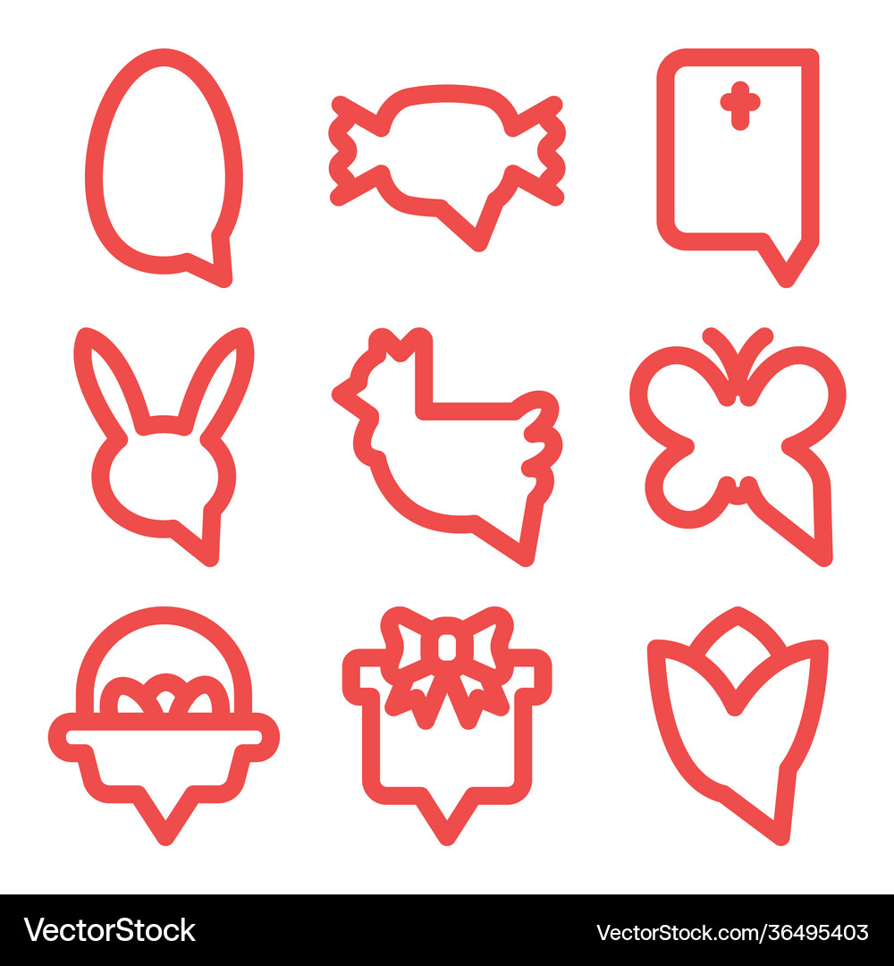 Happy easter text message icon set Royalty Free Vector Image