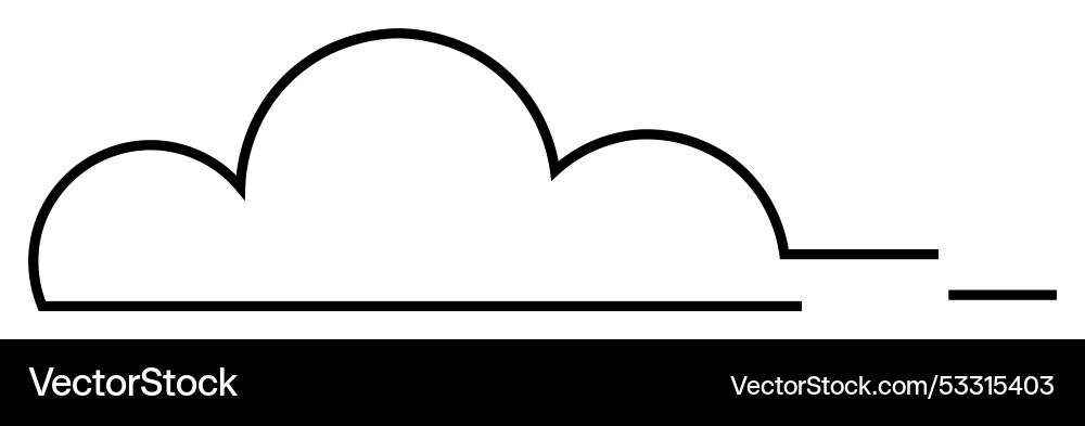 Simple black cloud outline with horizontal lines Vector Image