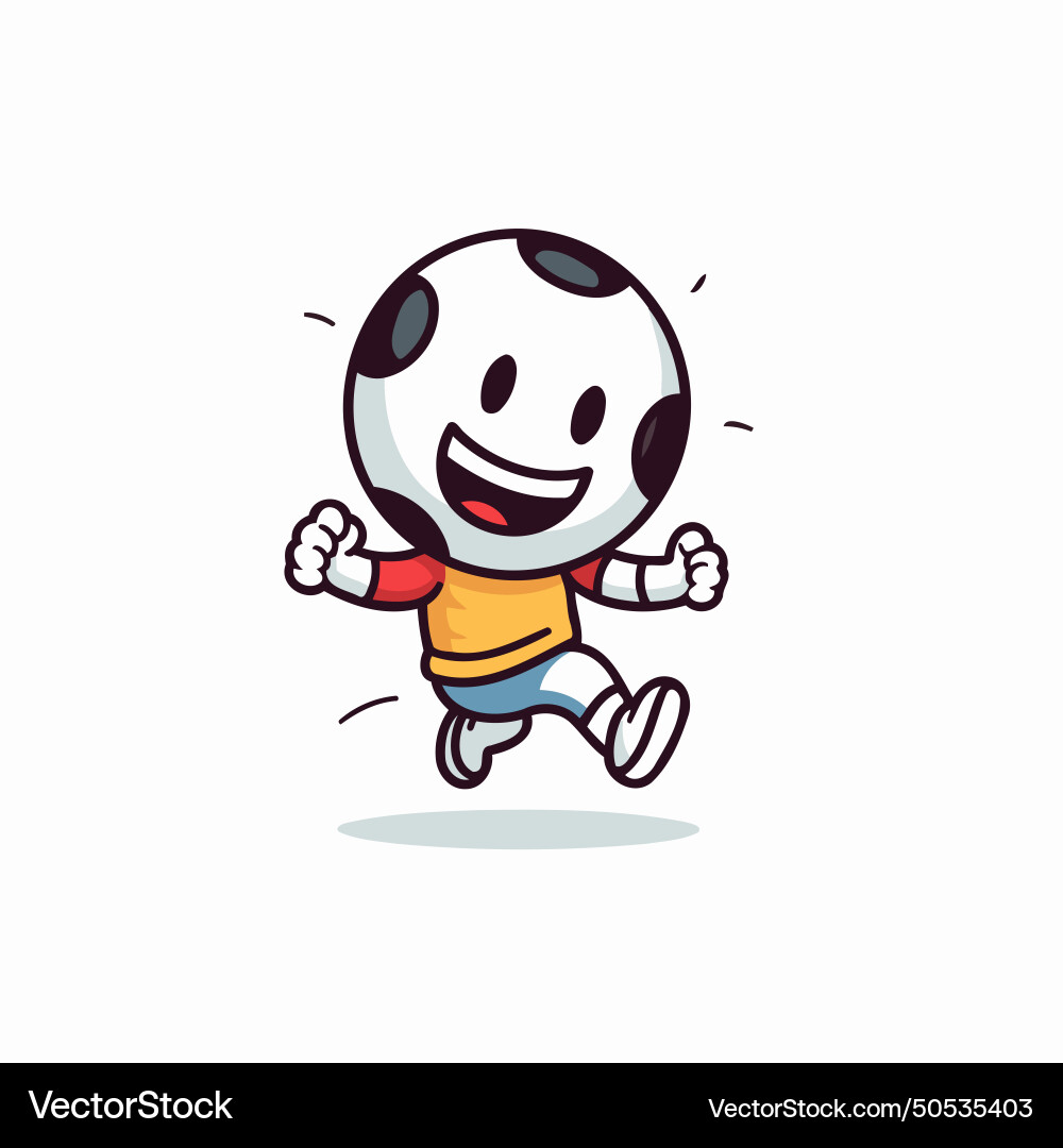 Soccer ball cartoon character on white background Vector Image