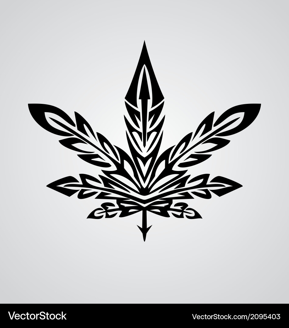 Tribal marijuana leaf Royalty Free Vector Image