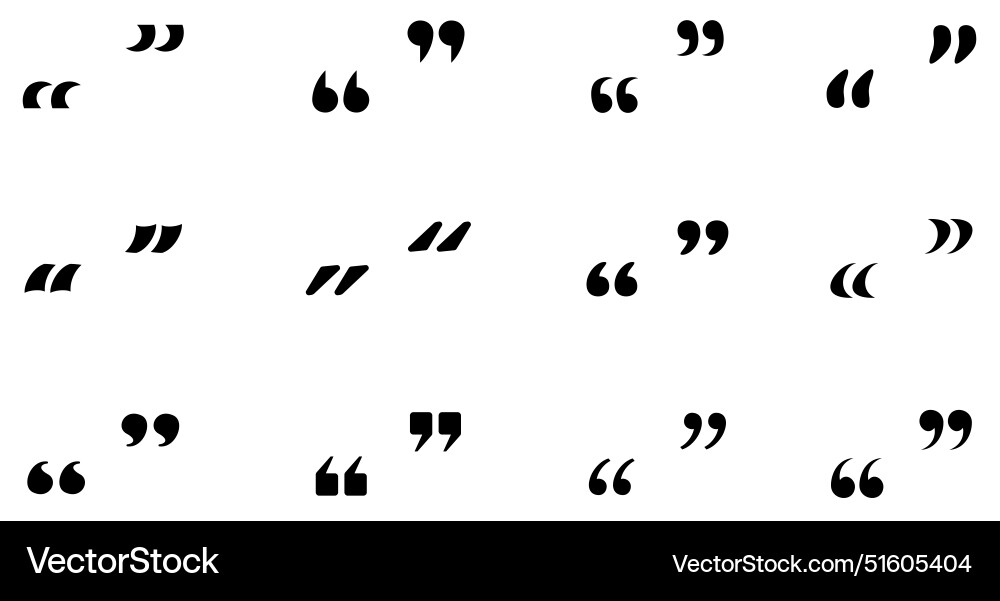 A collection of black quotation marks Royalty Free Vector