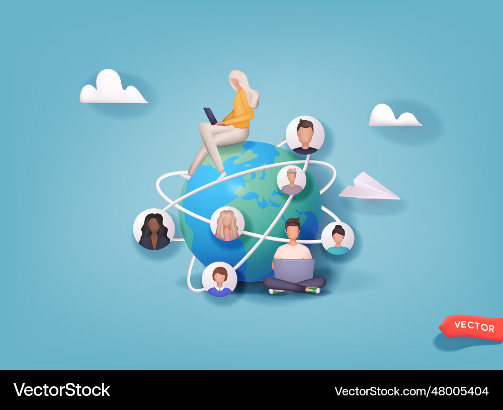 Connected people as social community networking Vector Image